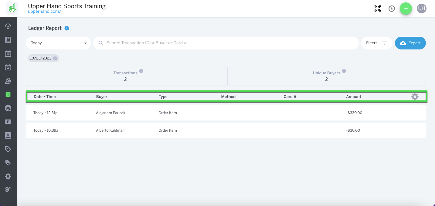 Ledger Report